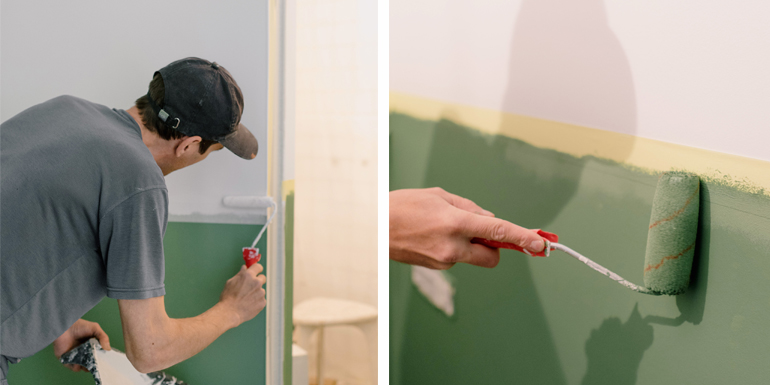 Creatief buiten de lijntjes kleuren met verf en tape